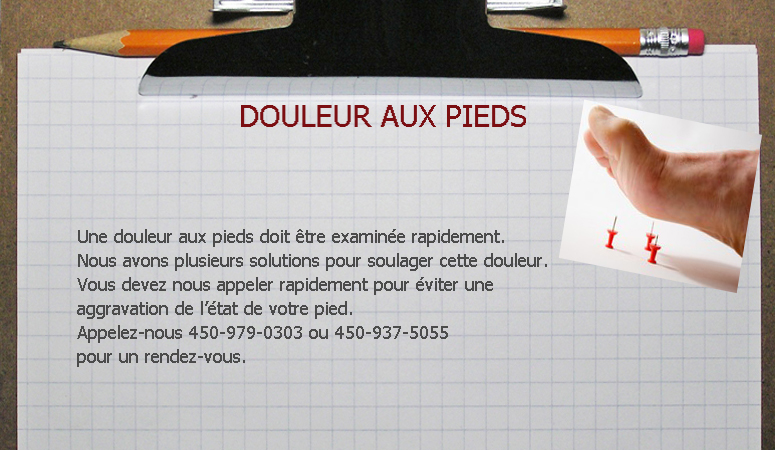Clinique podiatrique Rosemère et Laval, douleur